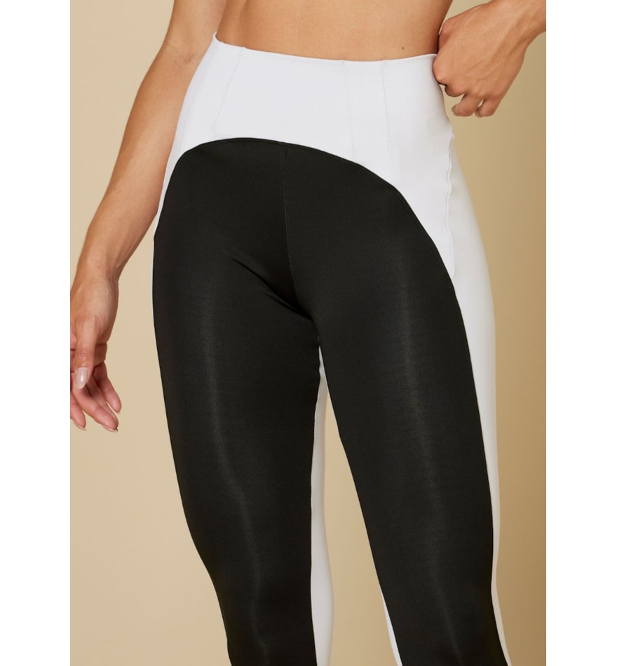 CALÇA LEGGING AMABLE BICOLOR BRANCO/PRETO - FITLI
