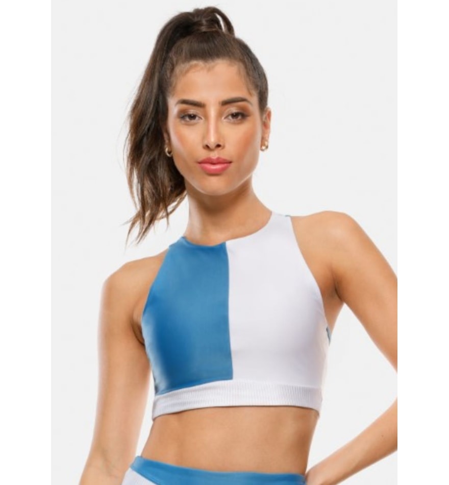 TOP CURVES AZUL CÉU / BRANCO - FITLI